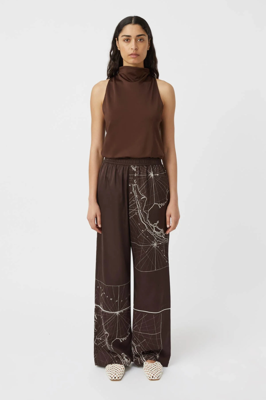 Laguna Pant Chocolate Map Print | Camilla & Marc – Deval boutique Wanaka