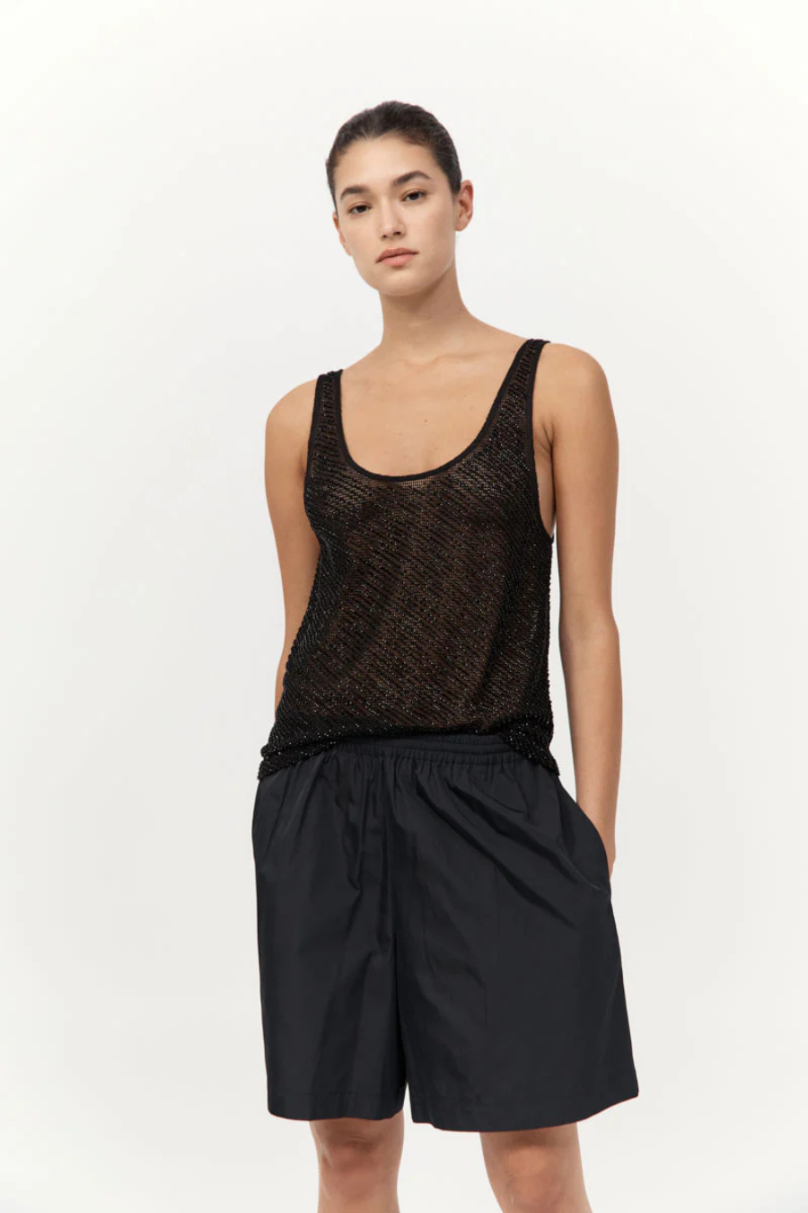 Glass Beaded Mesh Top Jet Black | St Agni – Deval boutique Wanaka