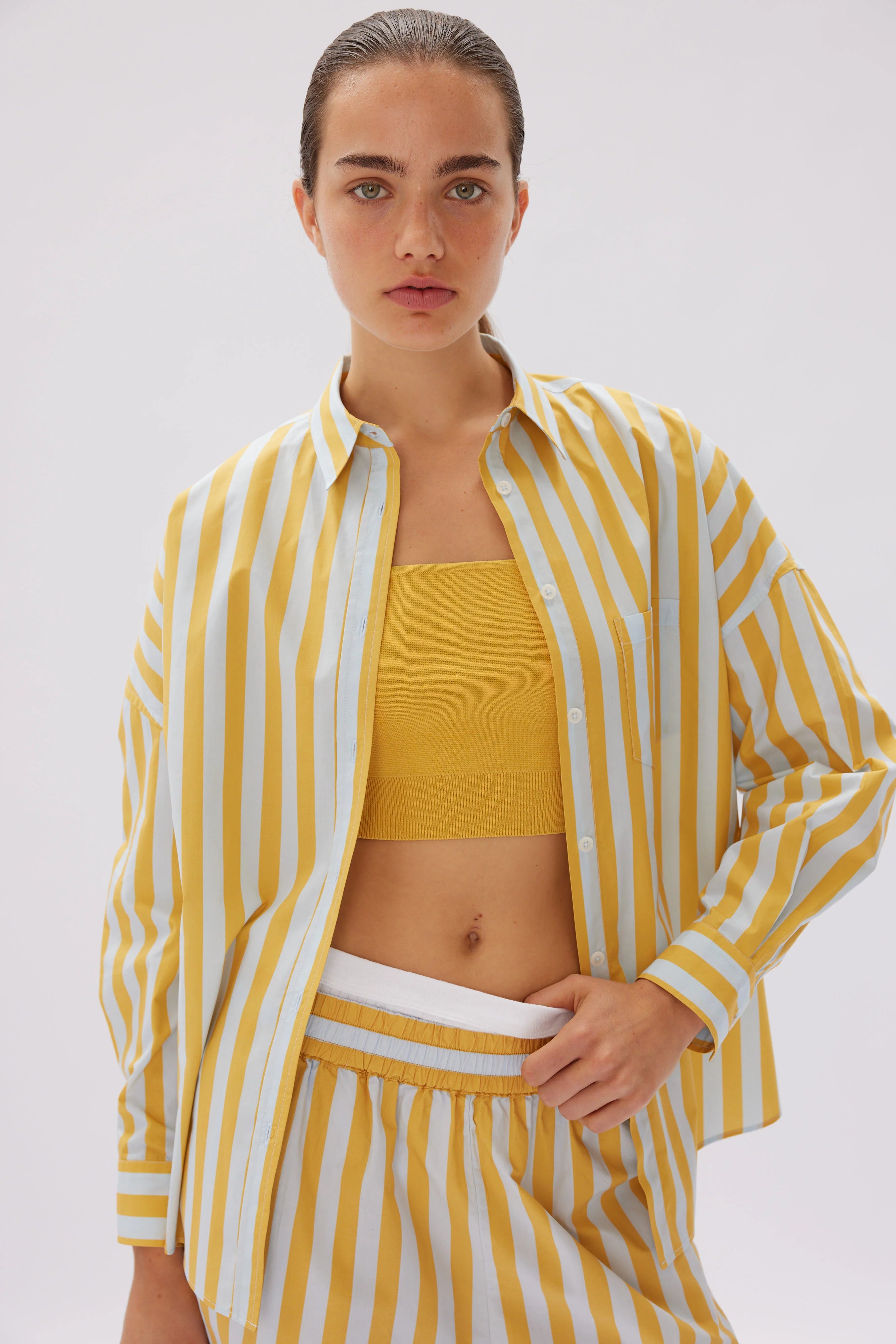 Chiara Shirt Classic Stripe Dijon/Cloud – Deval boutique Wanaka