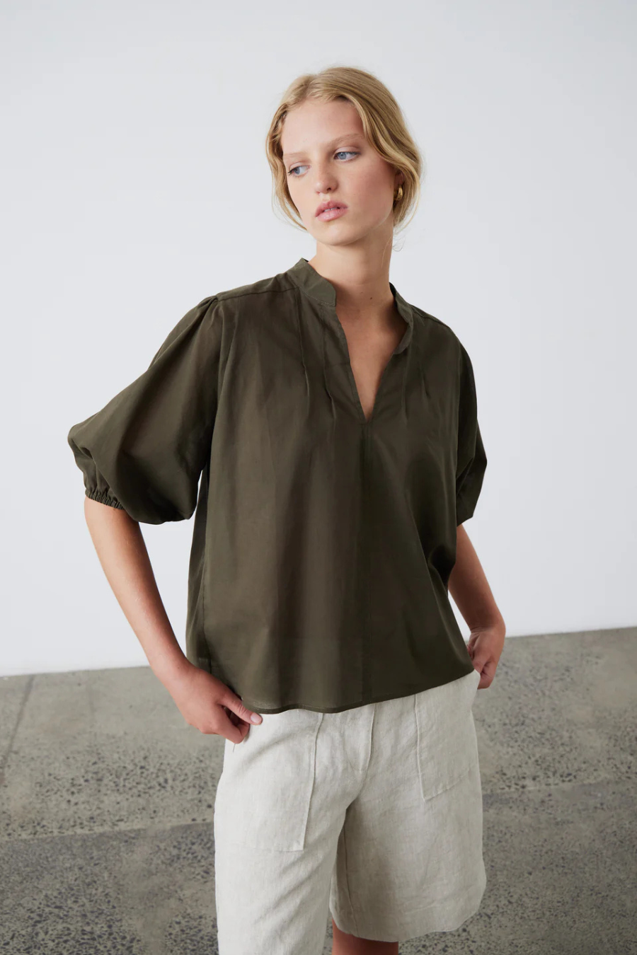 Maddie Blouse Khaki | Laing – Deval boutique Wanaka