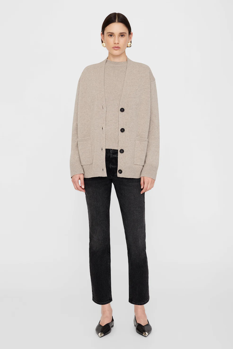 Jackson Cashmere Cardigan Brown | Anine Bing – Deval boutique Wanaka