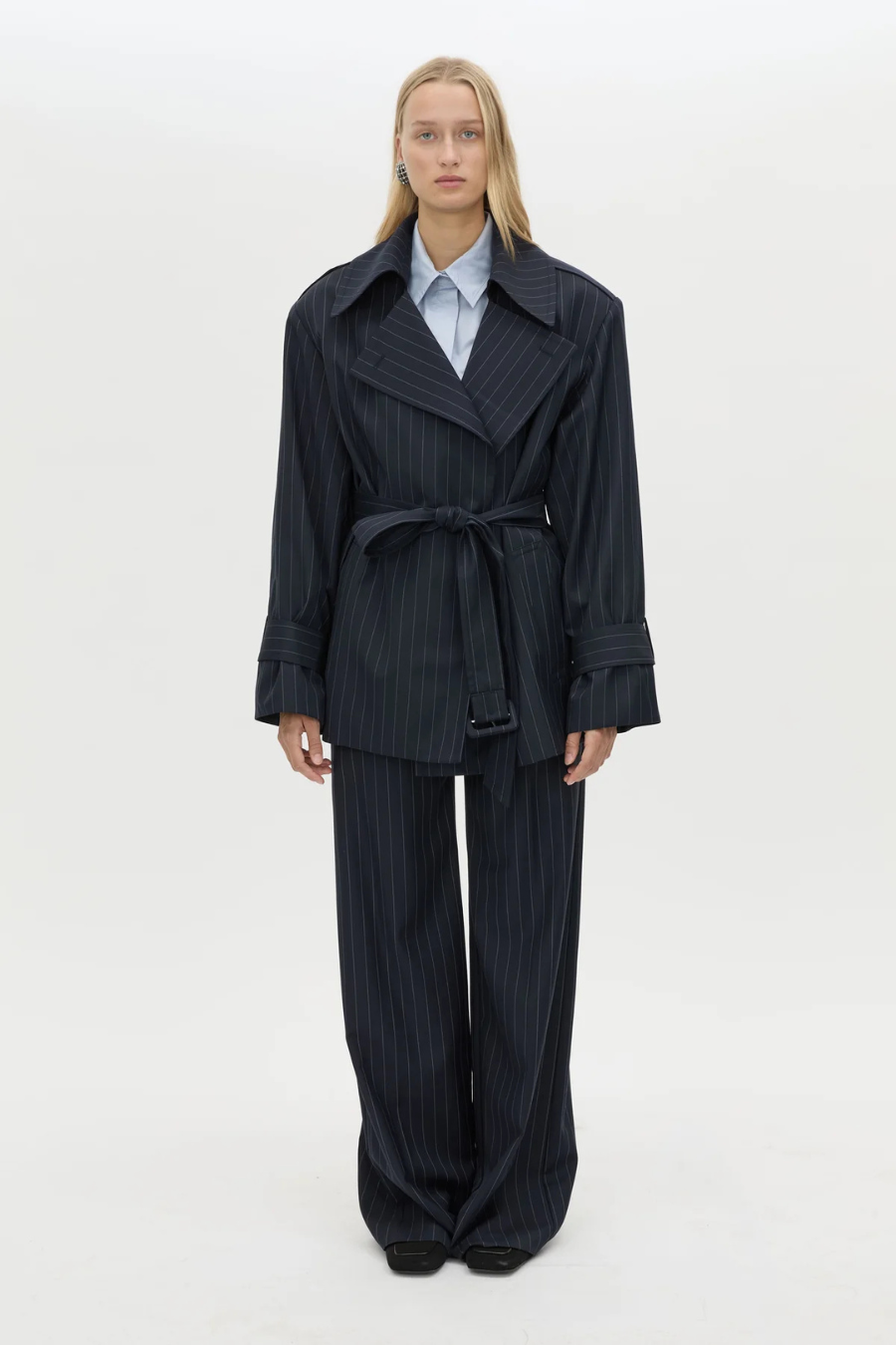 Brody Short Trench Coat French Navy Stripe | Camilla & Marc – Deval ...