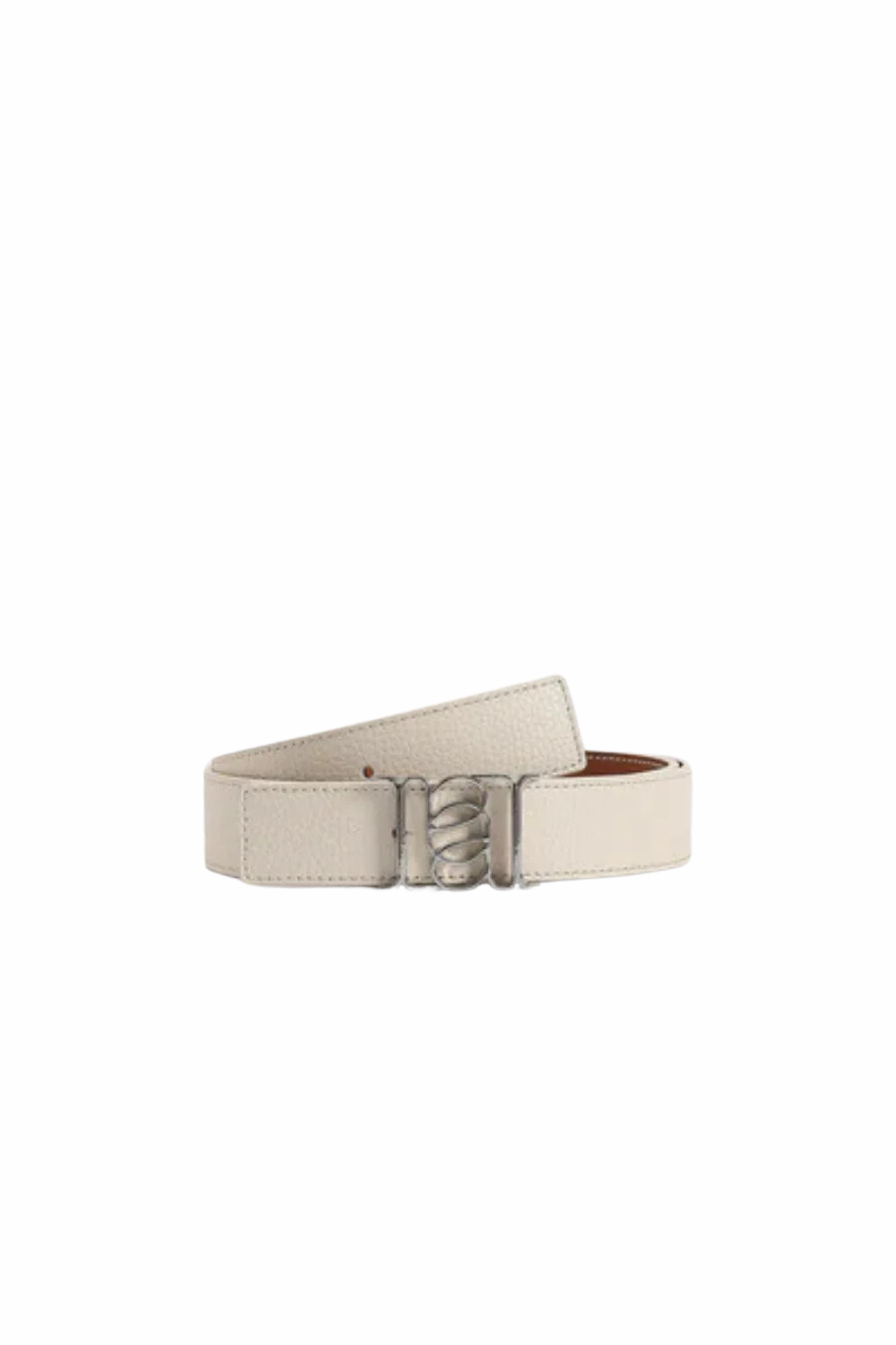 Double-Sided Pebble Leather Belt White/Tan/Silver – Deval boutique Wanaka