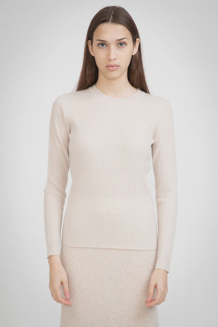 N.31 Cashmere Blend New Skinny Rib Crew Light shell | Aleger – Deval ...